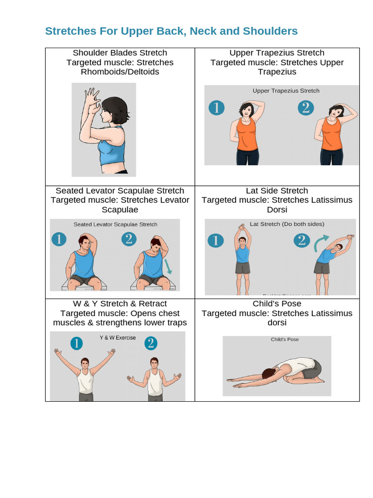 Stretches For Upper Back, Neck and Shoulders | PDF