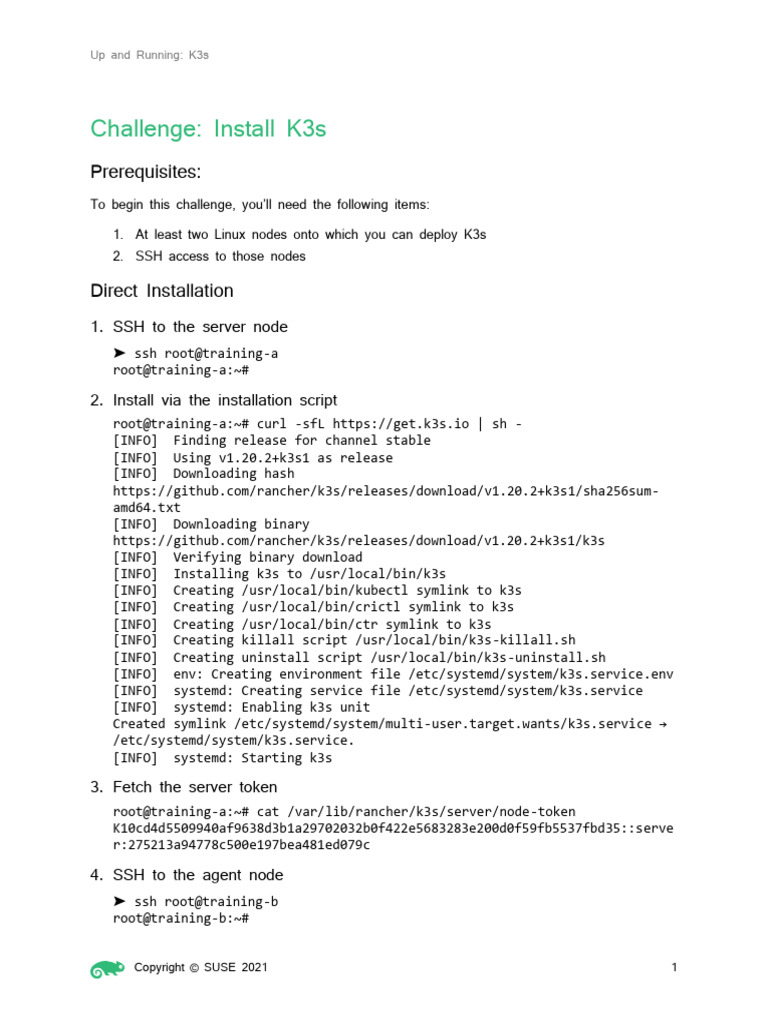 Challenge 1 - Install K3s - Single Server | PDF | Computing | System ...