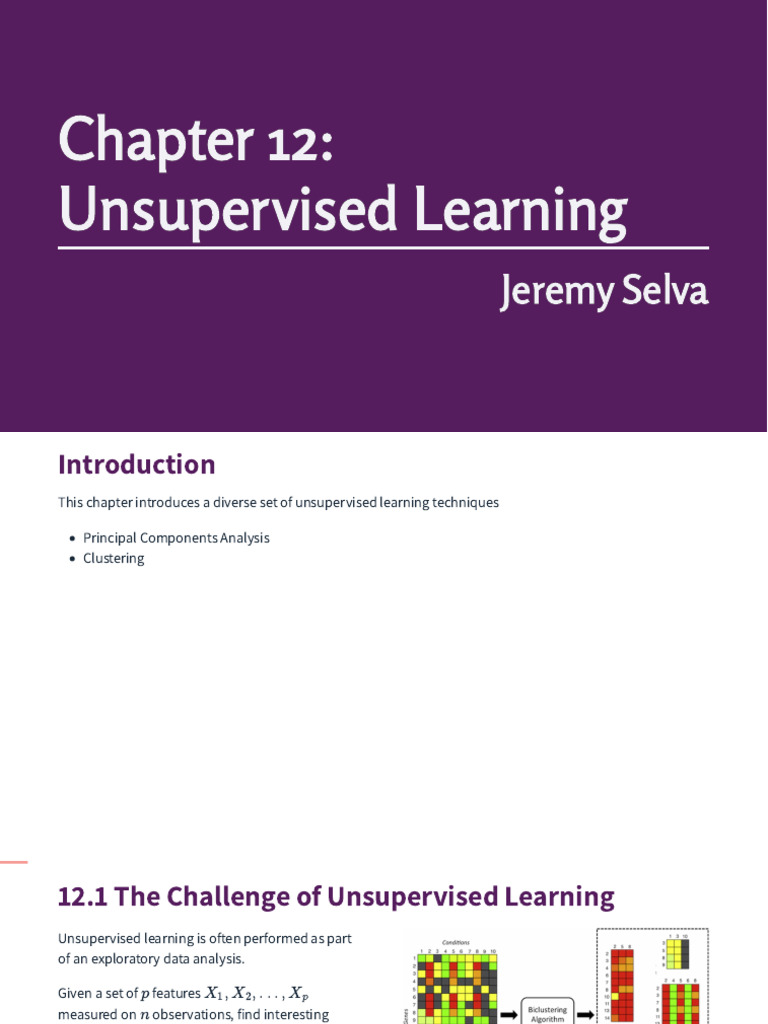 Chapter 12 - Unsupervised Learning | PDF | Cluster Analysis | Theoretical Computer Science