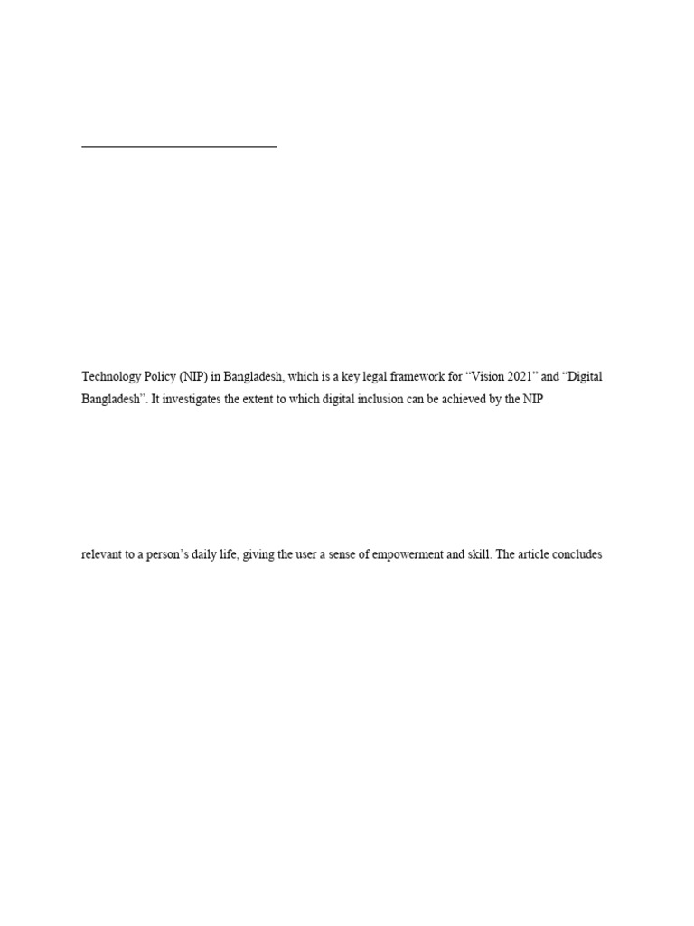 Digital Inclusion Challenges in Bangladesh - The Case of the National ICT Policy. | PDF ...
