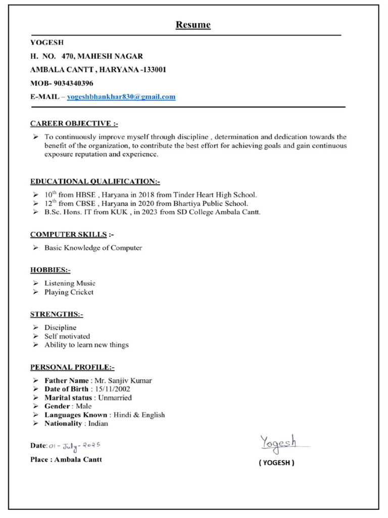 Yogesh Resume | PDF
