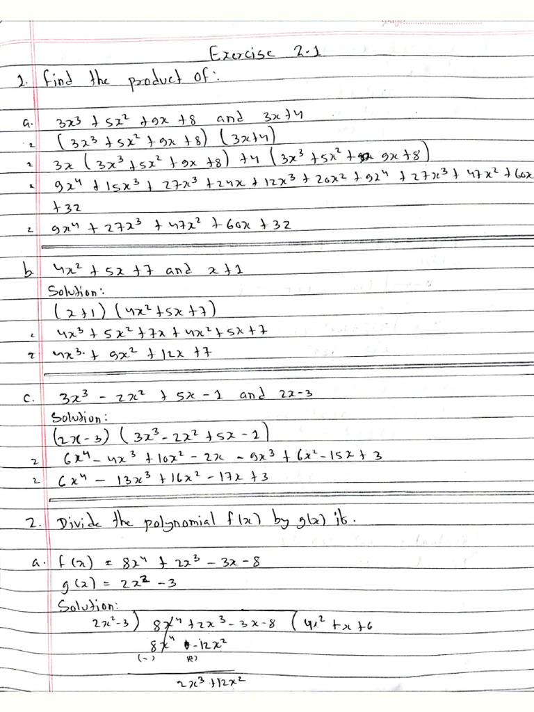 Polynomial Class 10 Optional Mathematics Solutions | PDF