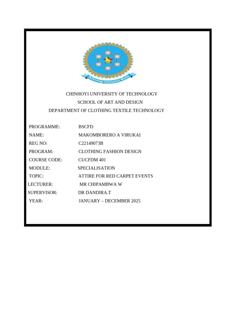 Makomborero A Virukai Specialisation Document | PDF | Fashion | Clothing
