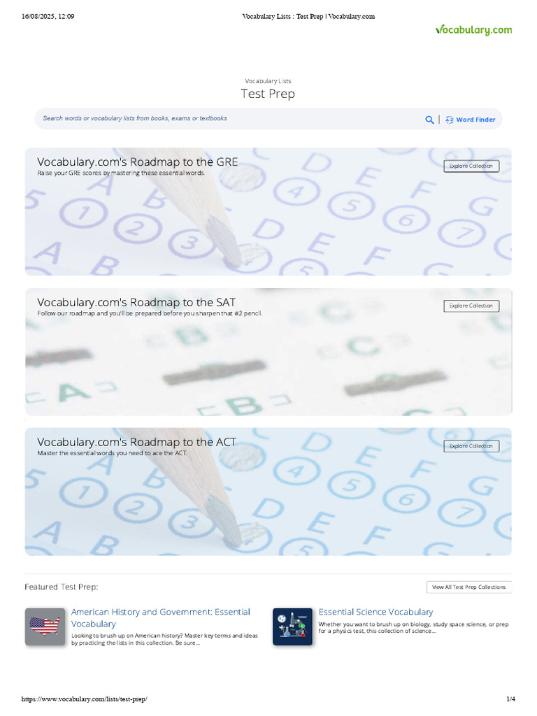 Vocabulary Lists - Test Prep | PDF | Sat | Vocabulary