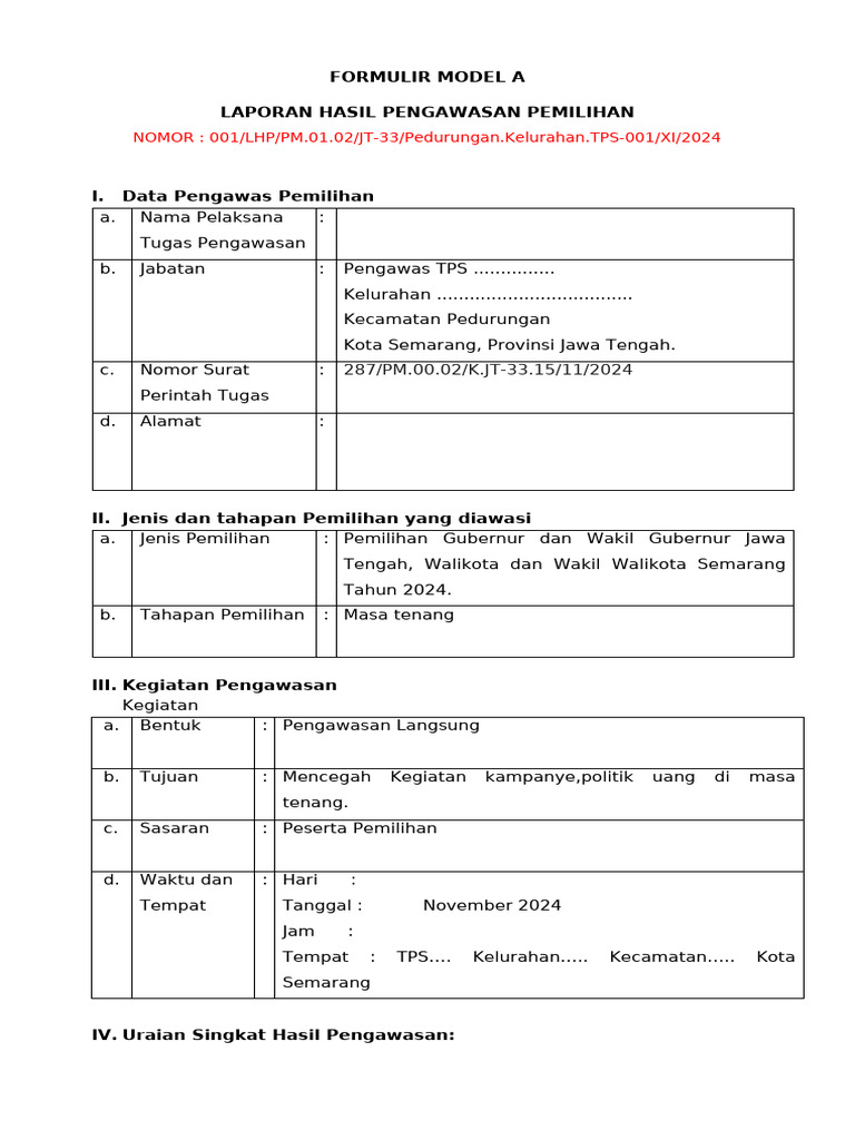Form A Masa Tenang | PDF