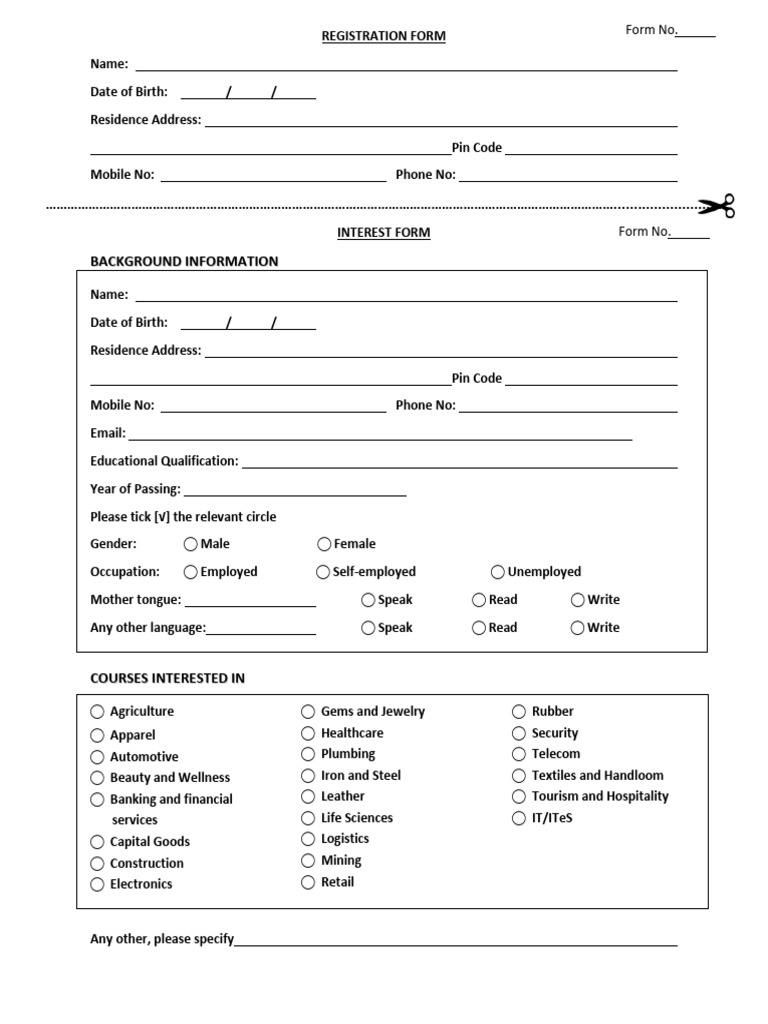 Registration Form For Kaushal Mela (Candidates) | PDF