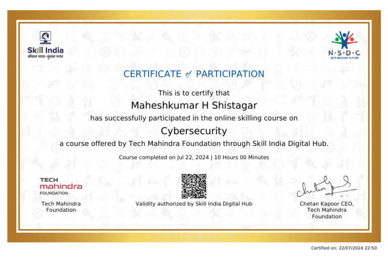Cyber Security Certificate | PDF