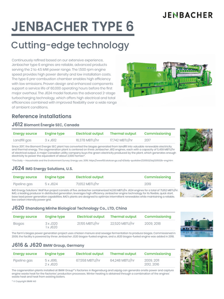 Jenbacher Type 6 Engine Overview | PDF | Engines | Biogas