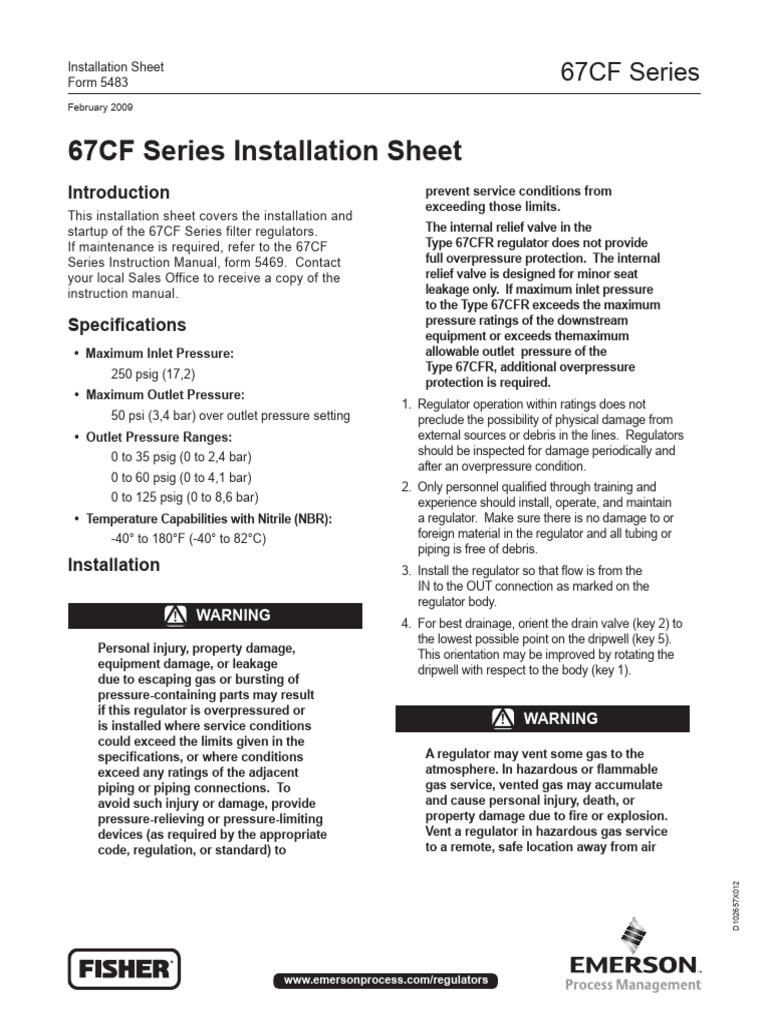 Manuals 67cf Series Installation Sheet Fisher en en 6089026 | PDF ...