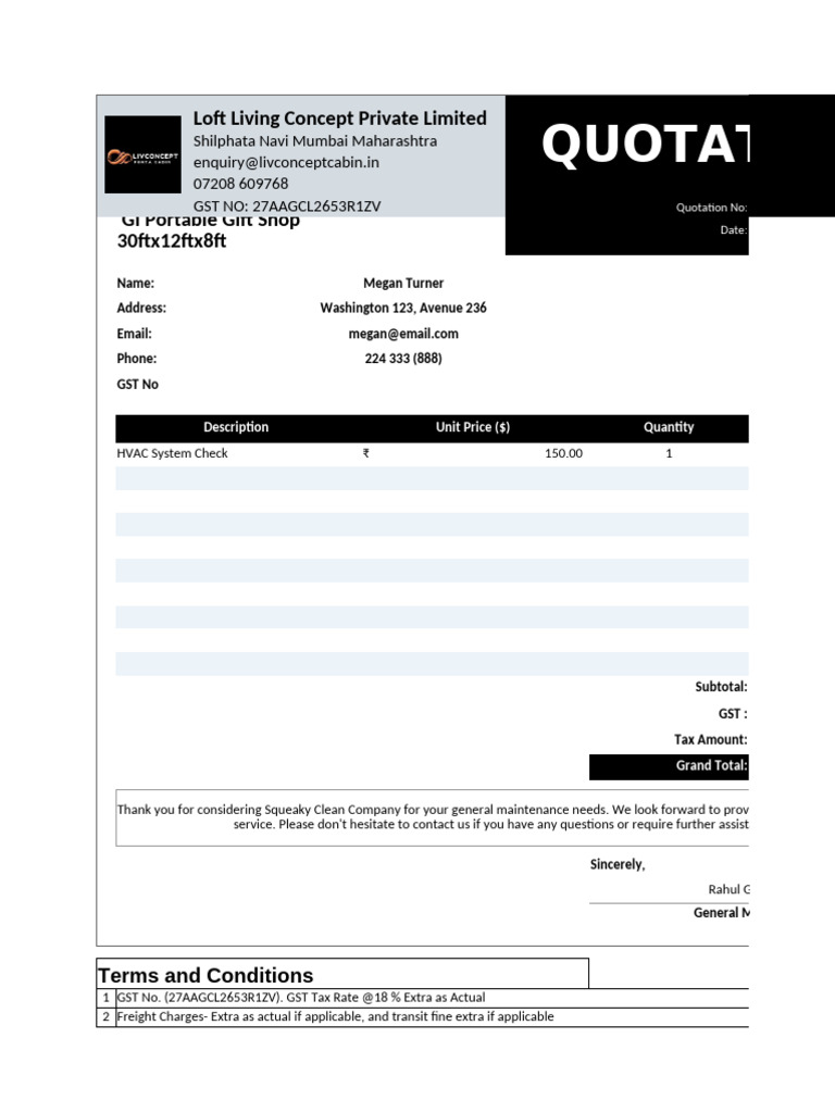 General Maintenance Quotation Template | PDF | Payments