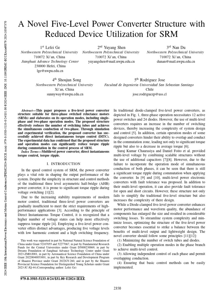 A Novel Five-Level Power Converter Structure With Reduced Device ...