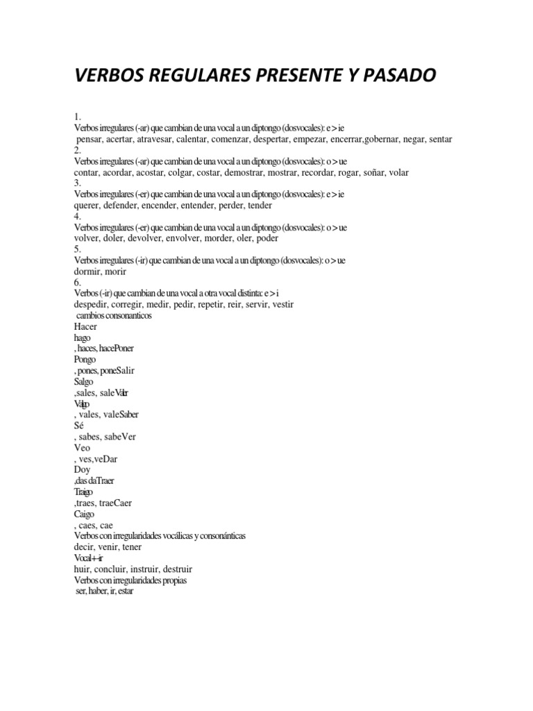 Verbos Regulares Presente y Pasado | PDF | México | Educación Secundaria