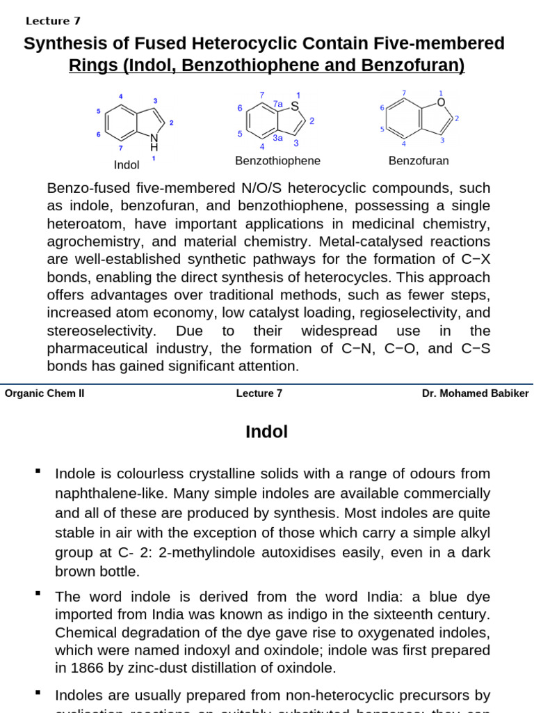 Synthesis of Indole and Related Heterocycles | PDF | Heterocyclic ...