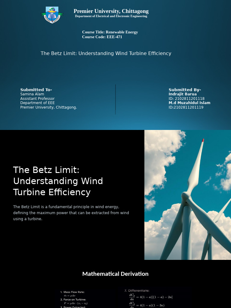 Betz Limit: Wind Turbine Efficiency Explained | PDF | Wind Turbine ...