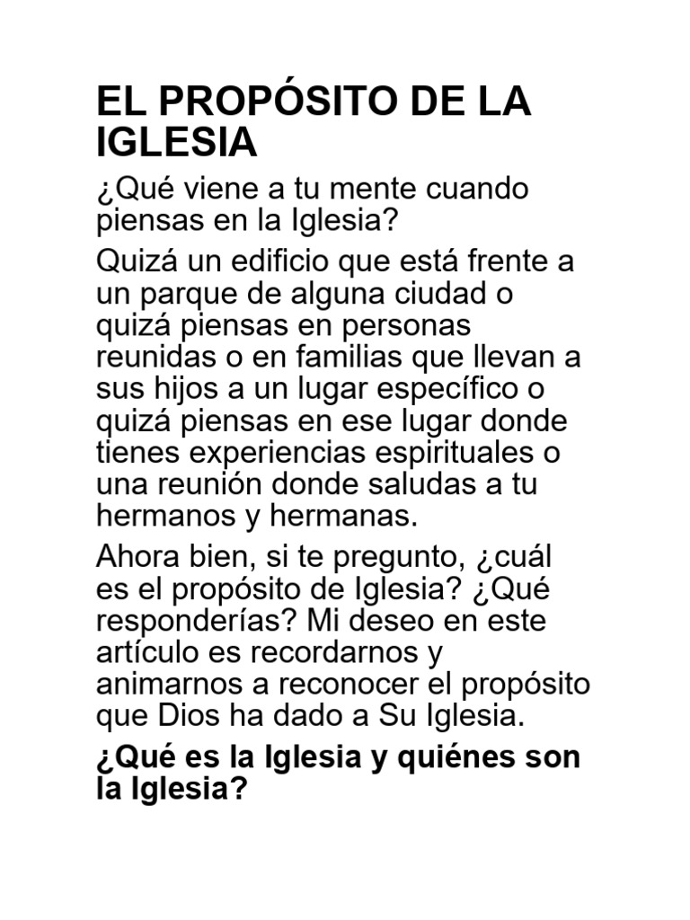 Propósito y esencia de la Iglesia | PDF | Iglesia cristiana | Cristo ...