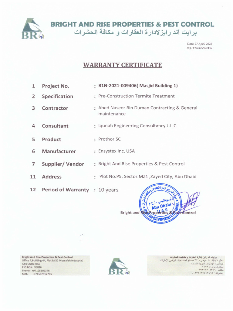 Anti Termite Warranty | PDF