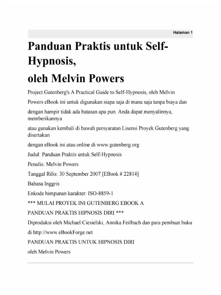Panduan Praktis Untuk Self-Hypnosis [Melvin Powers] | PDF