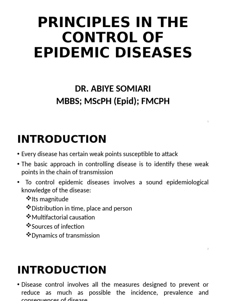 Principles in The Control of Epidemic Diseases | PDF | Infection ...