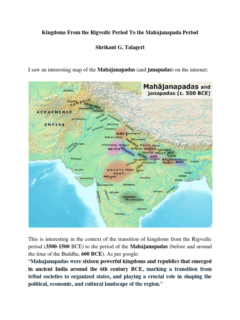 Transition from Rigvedic to Mahājanapada Kingdoms | PDF | Ancient India