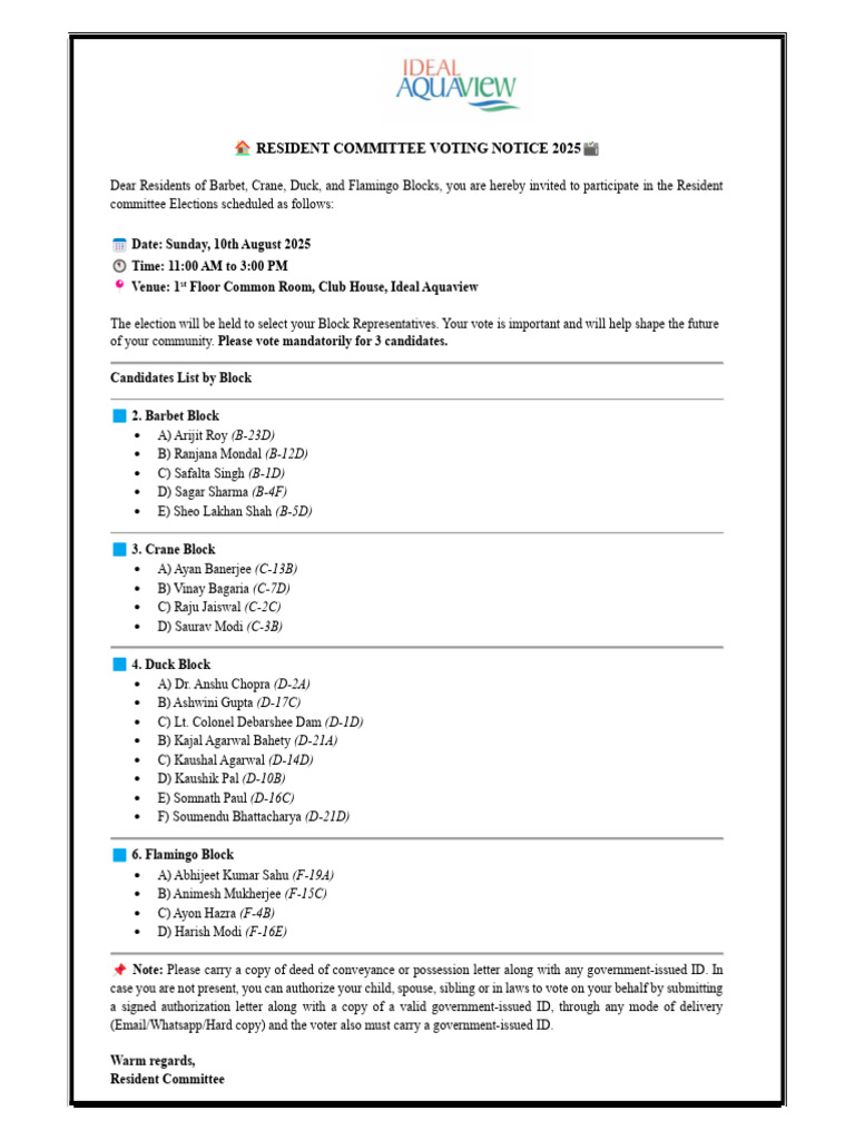 Voting Notice For Notice Board | PDF