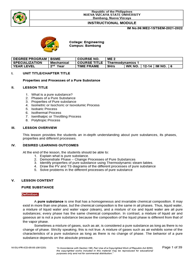 THERMODYNAMICS 1 Module 6 | PDF | Phase (Matter) | Liquids