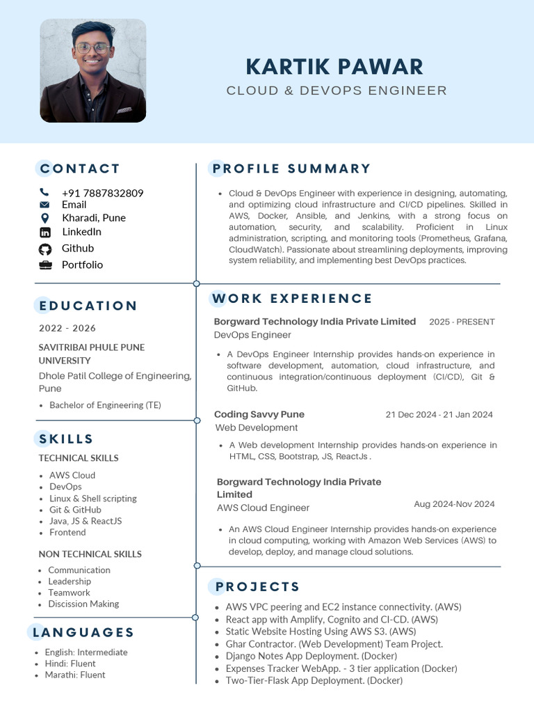 Kartik Pawar: Cloud & Devops Engineer | PDF | Web Development | Cloud Computing