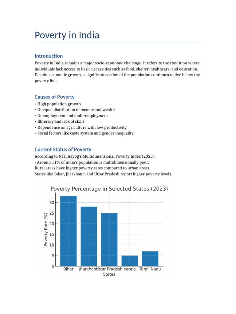 Understanding Poverty in India: Causes & Solutions | PDF