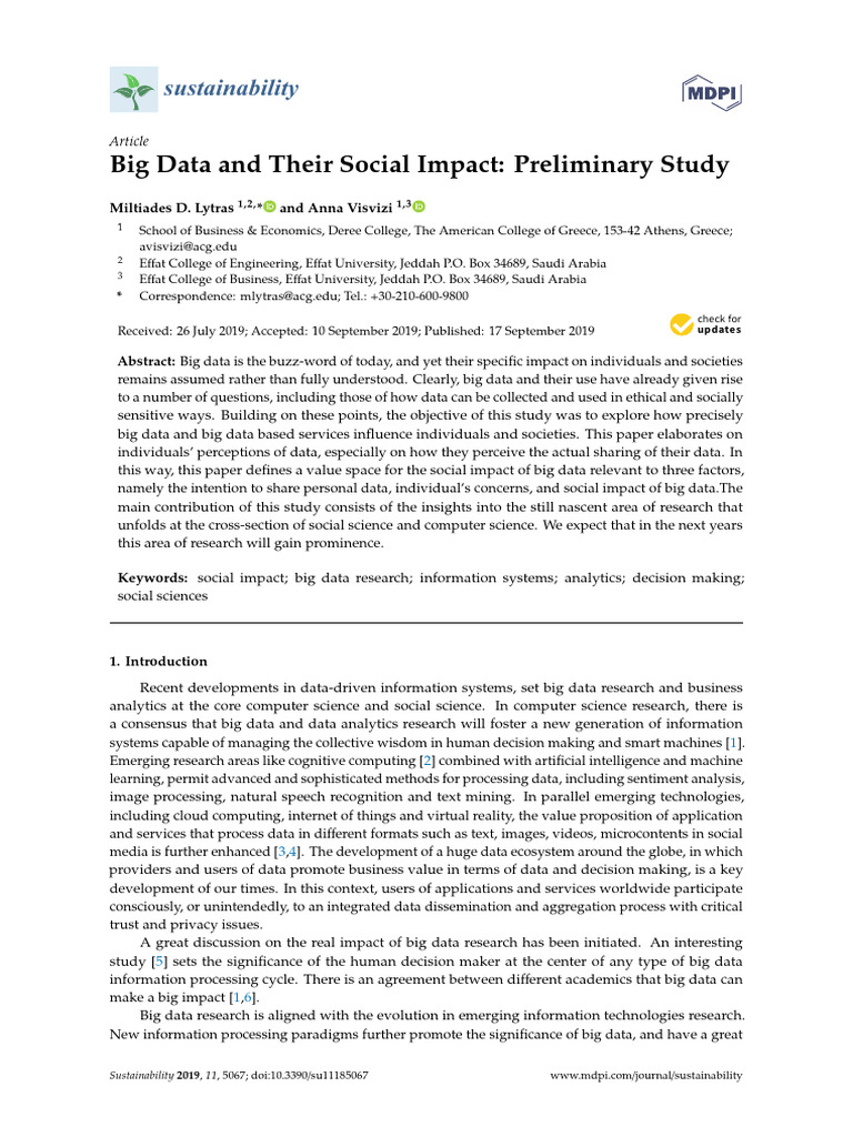 Big Data and Their Social Impact Preliminary Study | PDF | Big Data ...