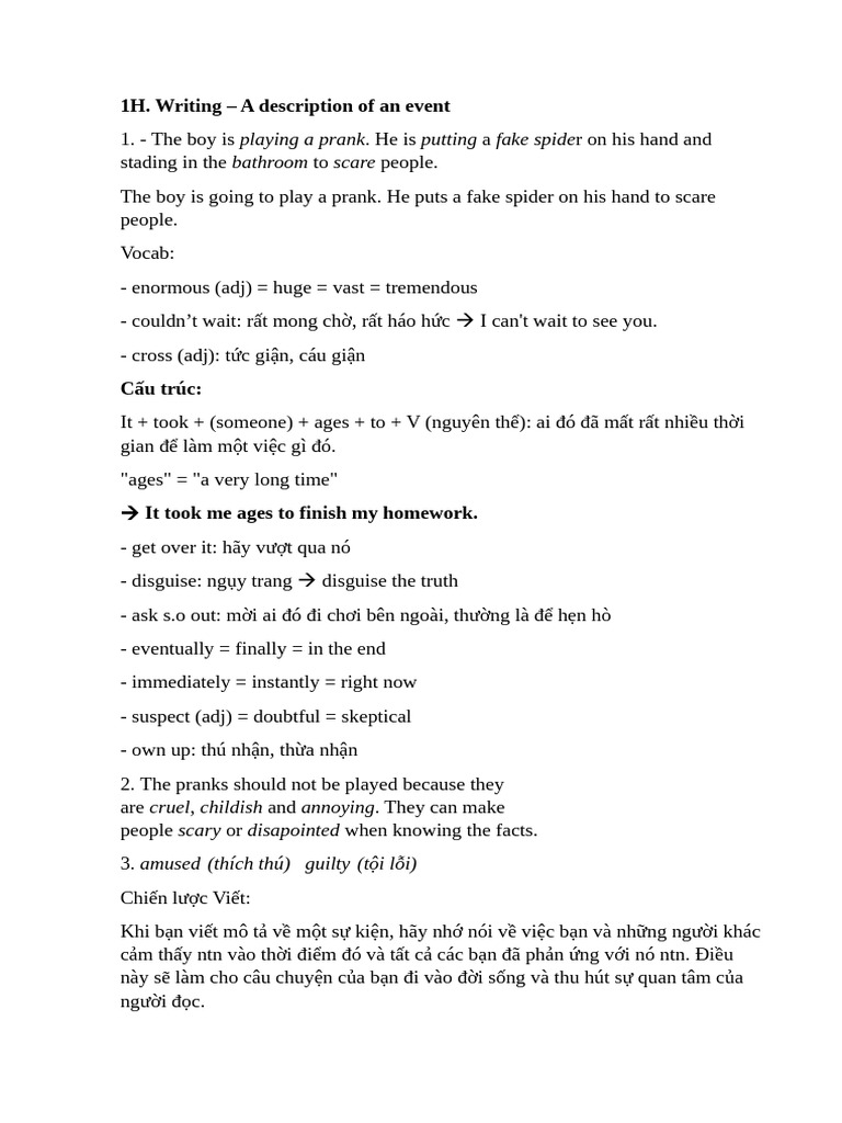 Playing A Prank Putting Fake Spide Bathroom Scare: 1H. Writing - A ...