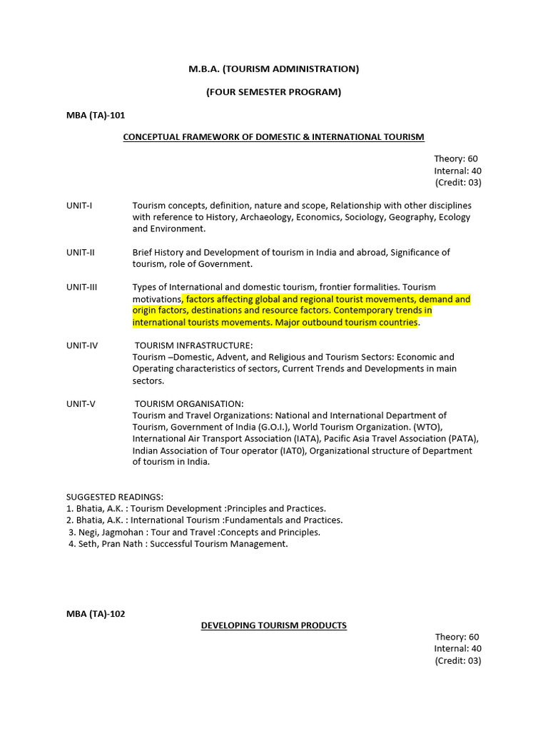 Revised MBA (TA) Syllabus | PDF | Tourism | Human Resource Management