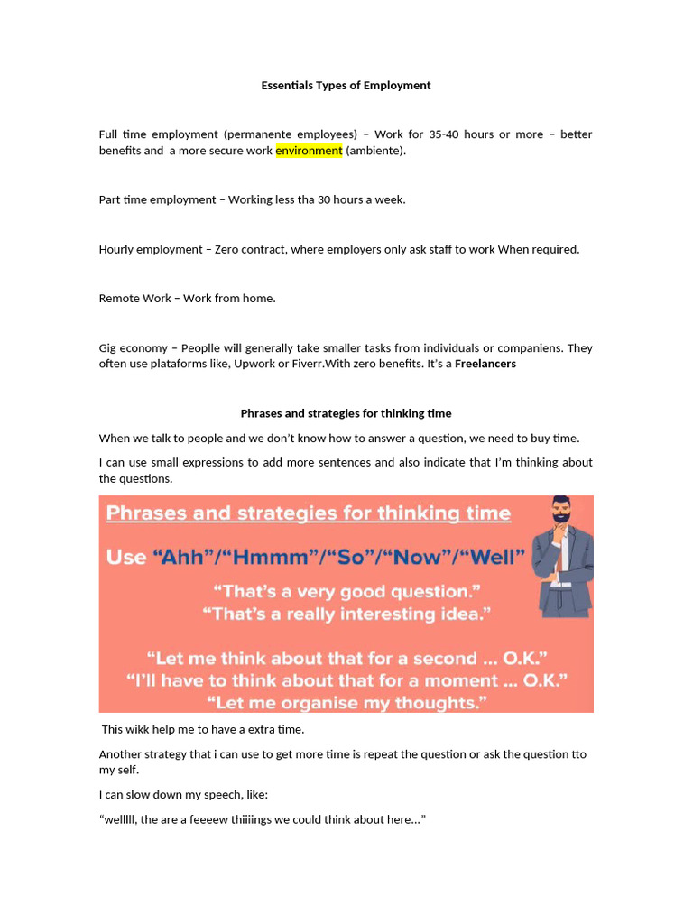 Types of Employment Explained | PDF