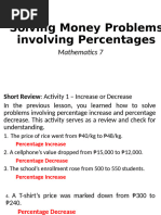Problem Solving Involving Percentage Base and Rate | PDF | Interest ...