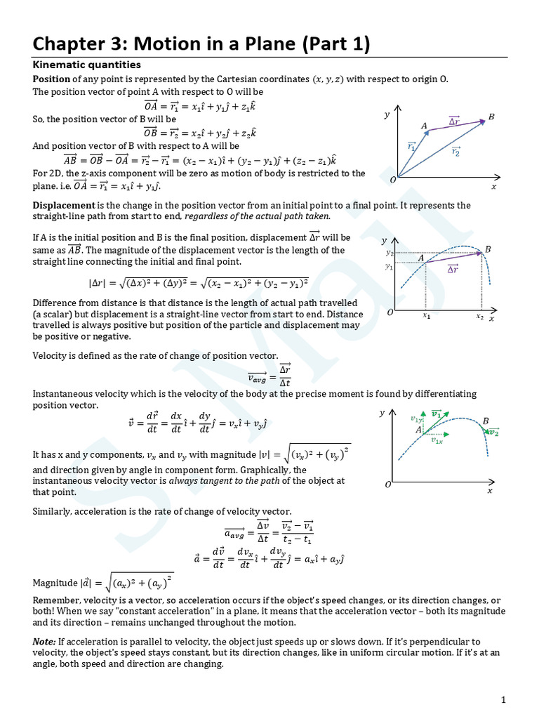 Chapter 3 Motion in A Plane (Part 1) | PDF | Acceleration | Euclidean ...