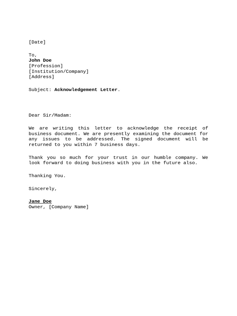 2. Acknowledgement Letter | PDF