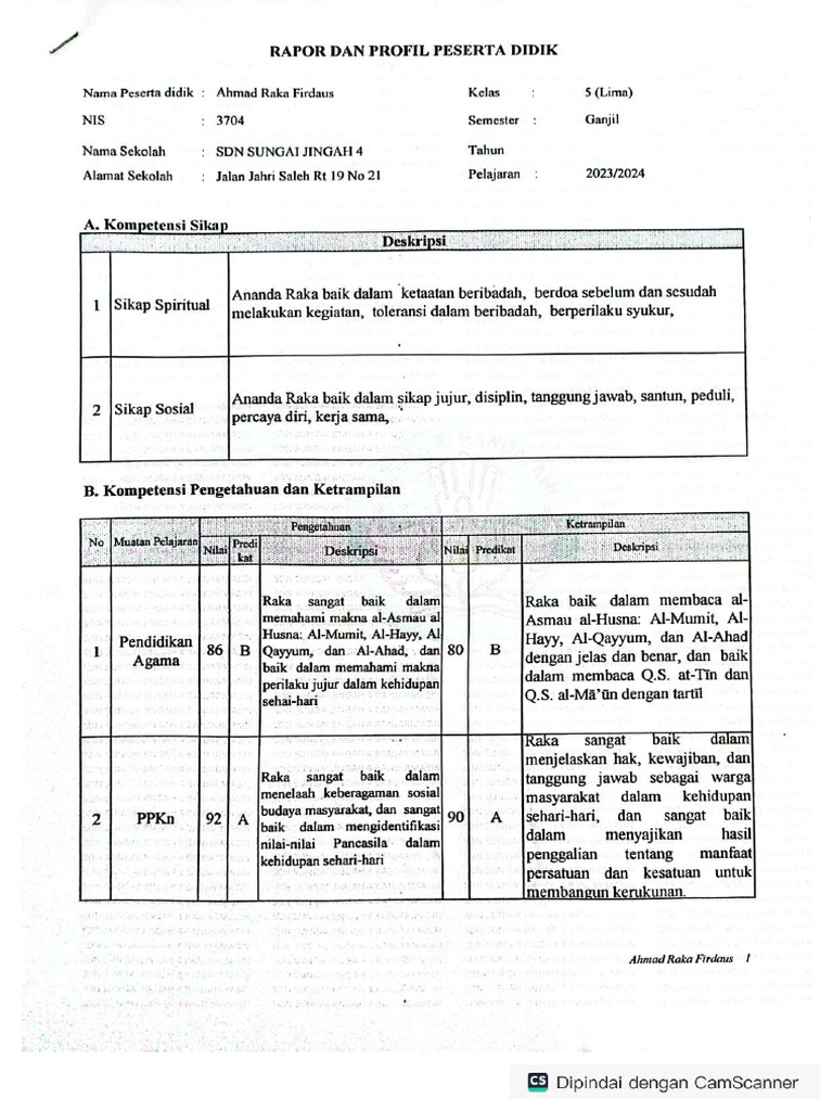 Raport Kls 5 Semester 1 - Compressed | PDF