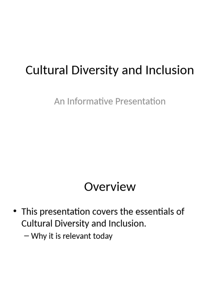 Cultural Diversity and Inclusion | PDF
