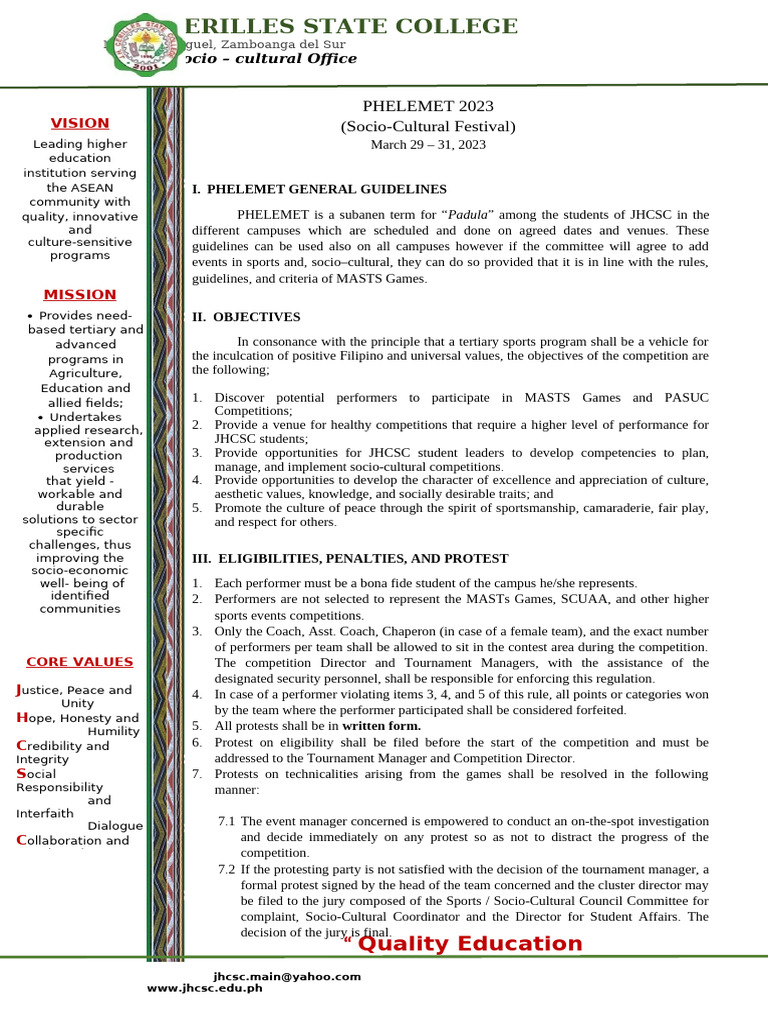 Guidelines For Intrams 2023 | PDF