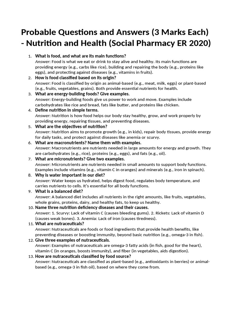 Nutrition and Health Q&A Guide | PDF | Foods | Diet & Nutrition