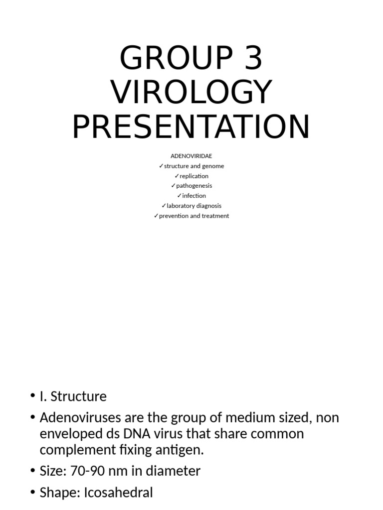 Group 3 Presentation AdenoViruses | PDF | Adenoviridae | Virus