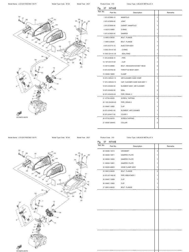 Lcx125 Fascino 125 Fi Intake | PDF | Pipe (Fluid Conveyance) | Engines