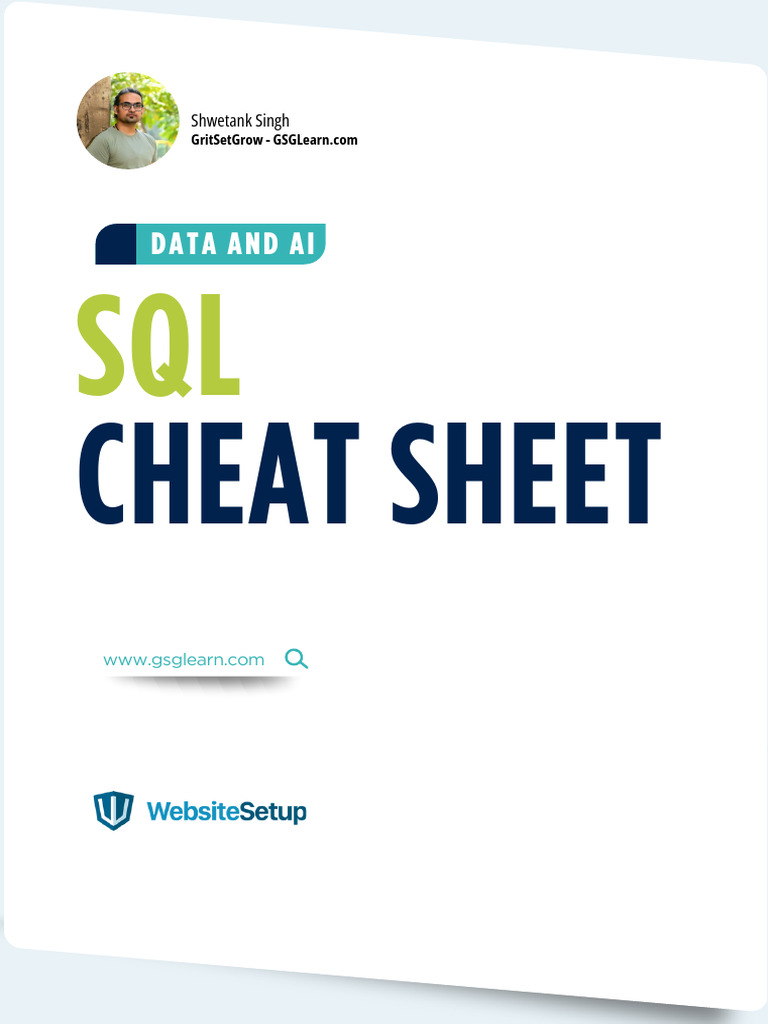 SQL Cheatsheet - Shwetank Singh | PDF | Boolean Data Type | Trigonometric Functions