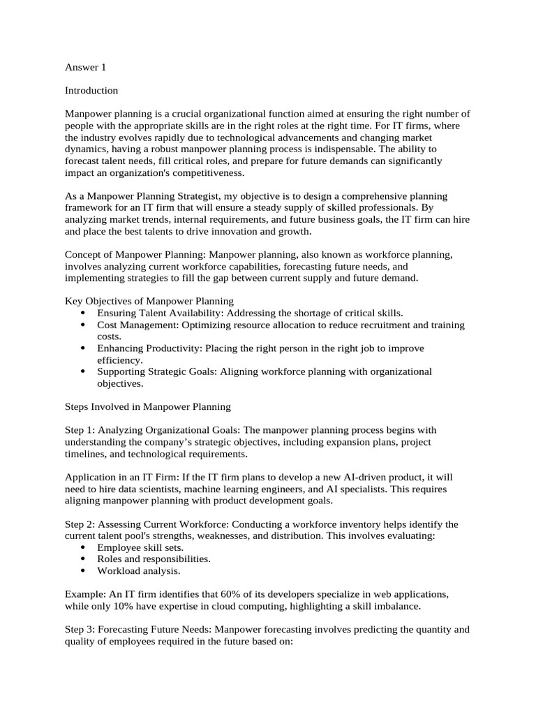 Manpower Planning Strategies for IT Firms | PDF | Autoregressive ...