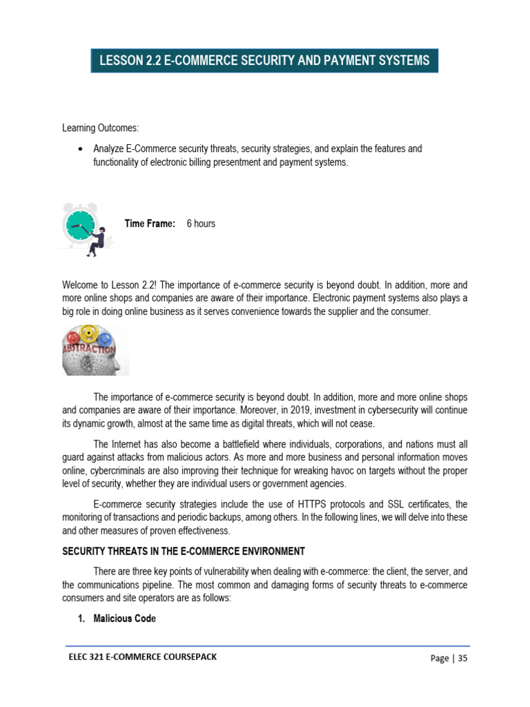 Module 2 Lesson 2 E-Commerce Security and Payment Systems | PDF | Malware | Computer Security