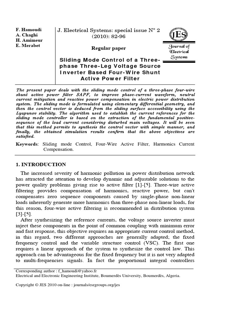 Sliding Mode Control of A Three-Phase Three-Leg Voltage Source Inverter ...