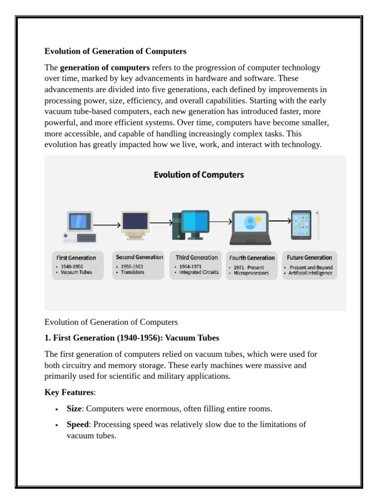 Evolution of Generation of Computers | PDF | Integrated Circuit | Computing