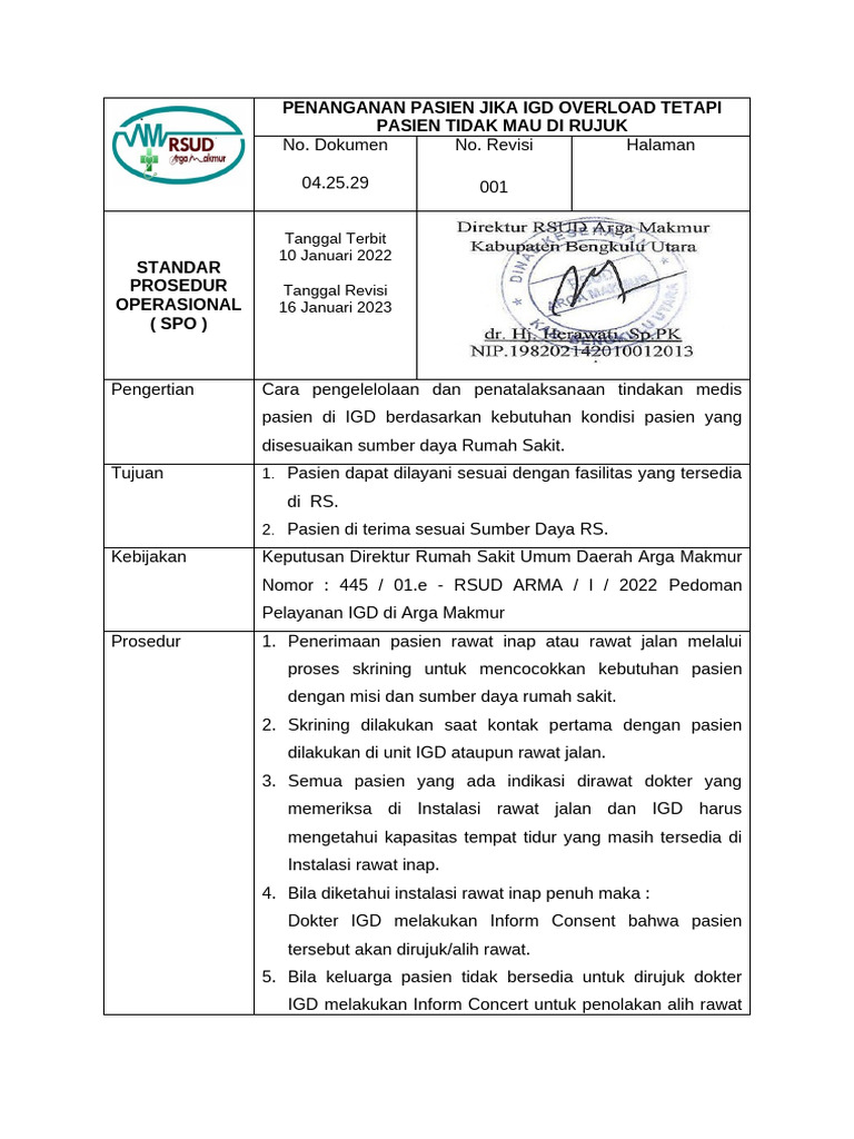 Penanganan Pasien IGD Overload Tanpa Rujukan | PDF