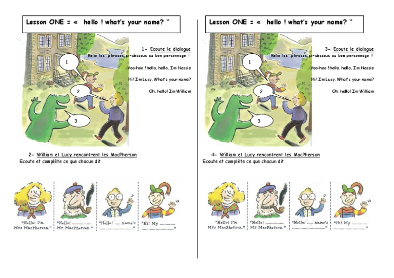 Lesson 1 - Hello What's Your Name | PDF