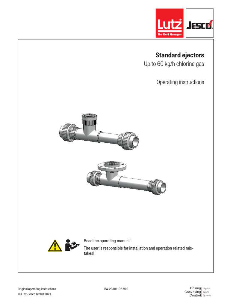 Chlorine Gas Ejector Operating Manual | PDF | Safety | Chlorine