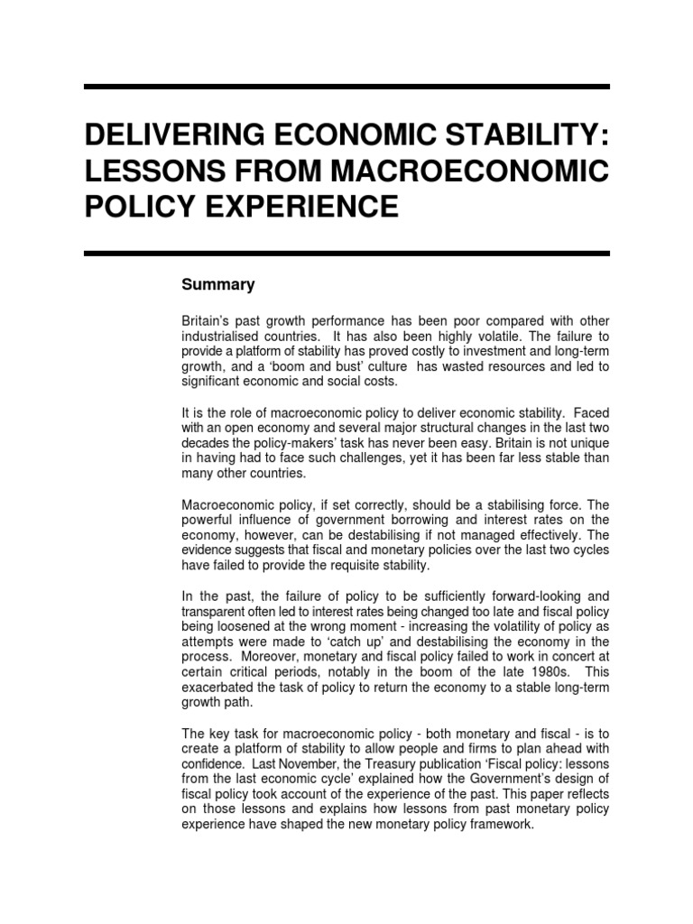 Delivering Economic Stability | PDF | Monetary Policy | Deficit Spending