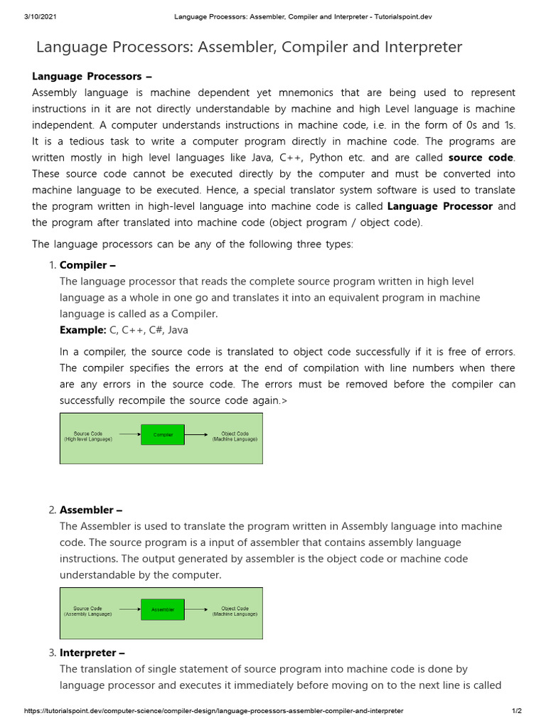 Language Processors Assembler, Compiler and Interpreter Explain and Difference in Compiler and ...